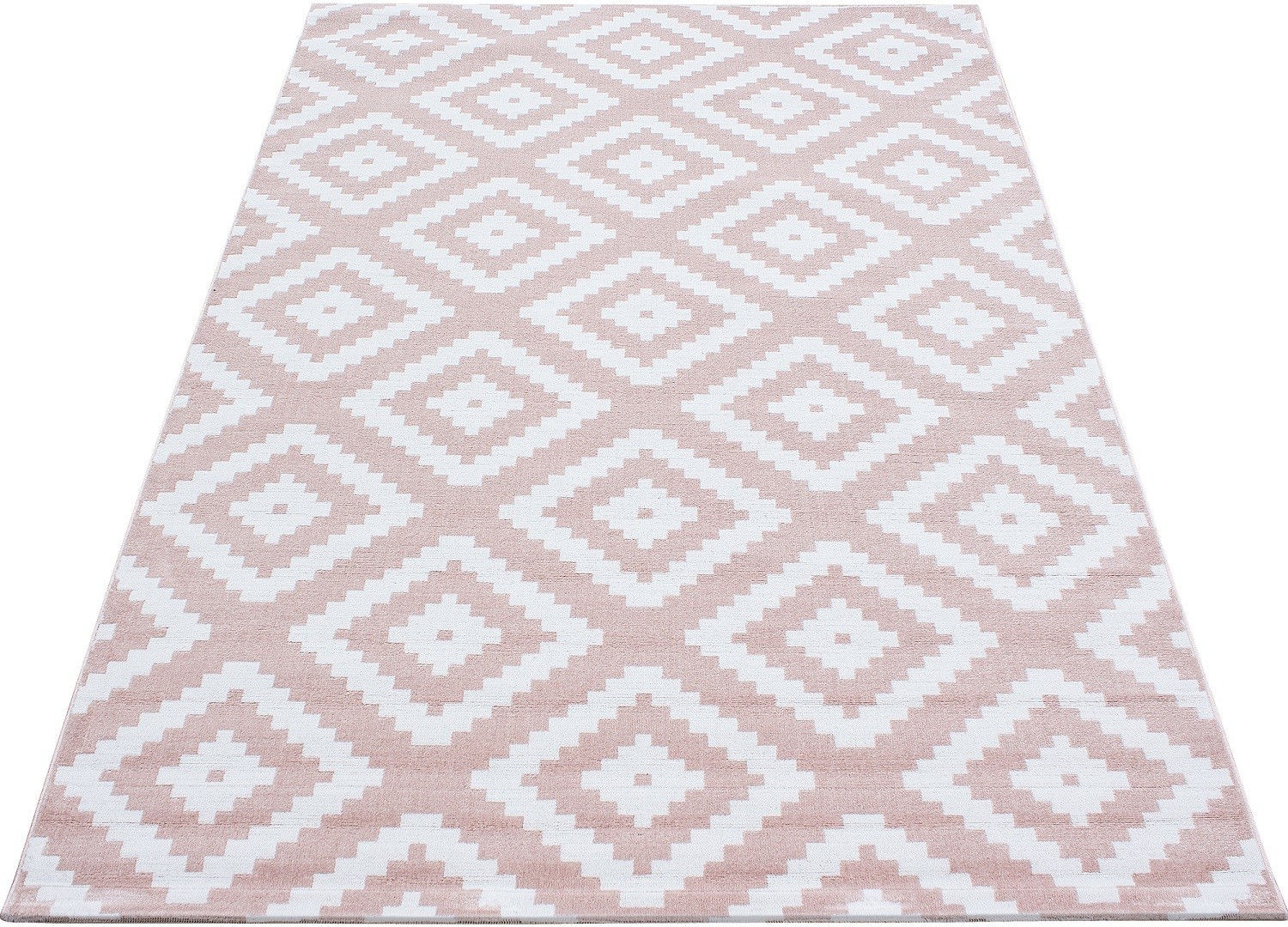 Kryssende teppe - Rosa/hvit - 1195 NOK - Wiltontepper - Trendrom.no