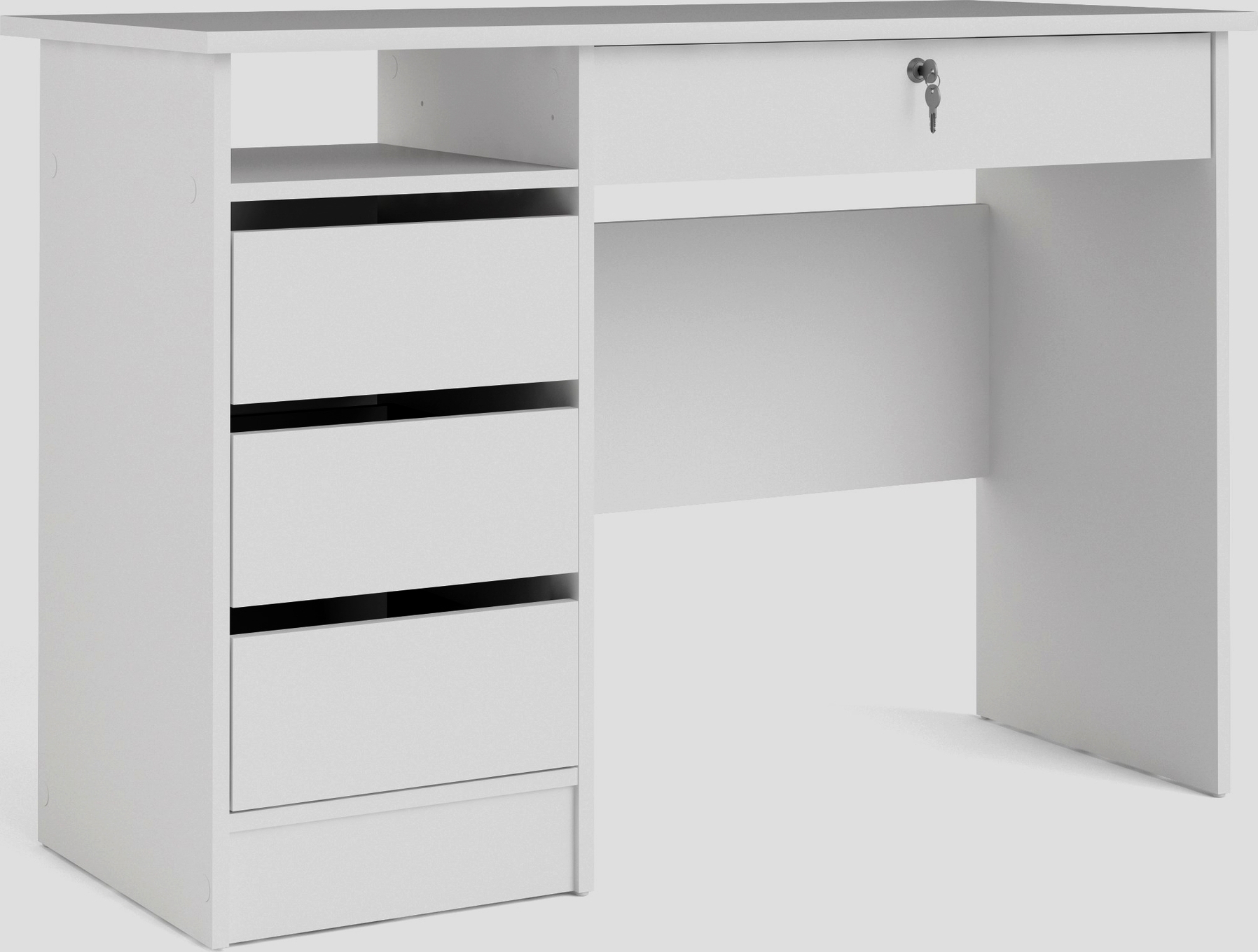 Function Plus skrivebord med 3 skuffer 109,3 x 48,5 cm - Hvit - 2895 ...