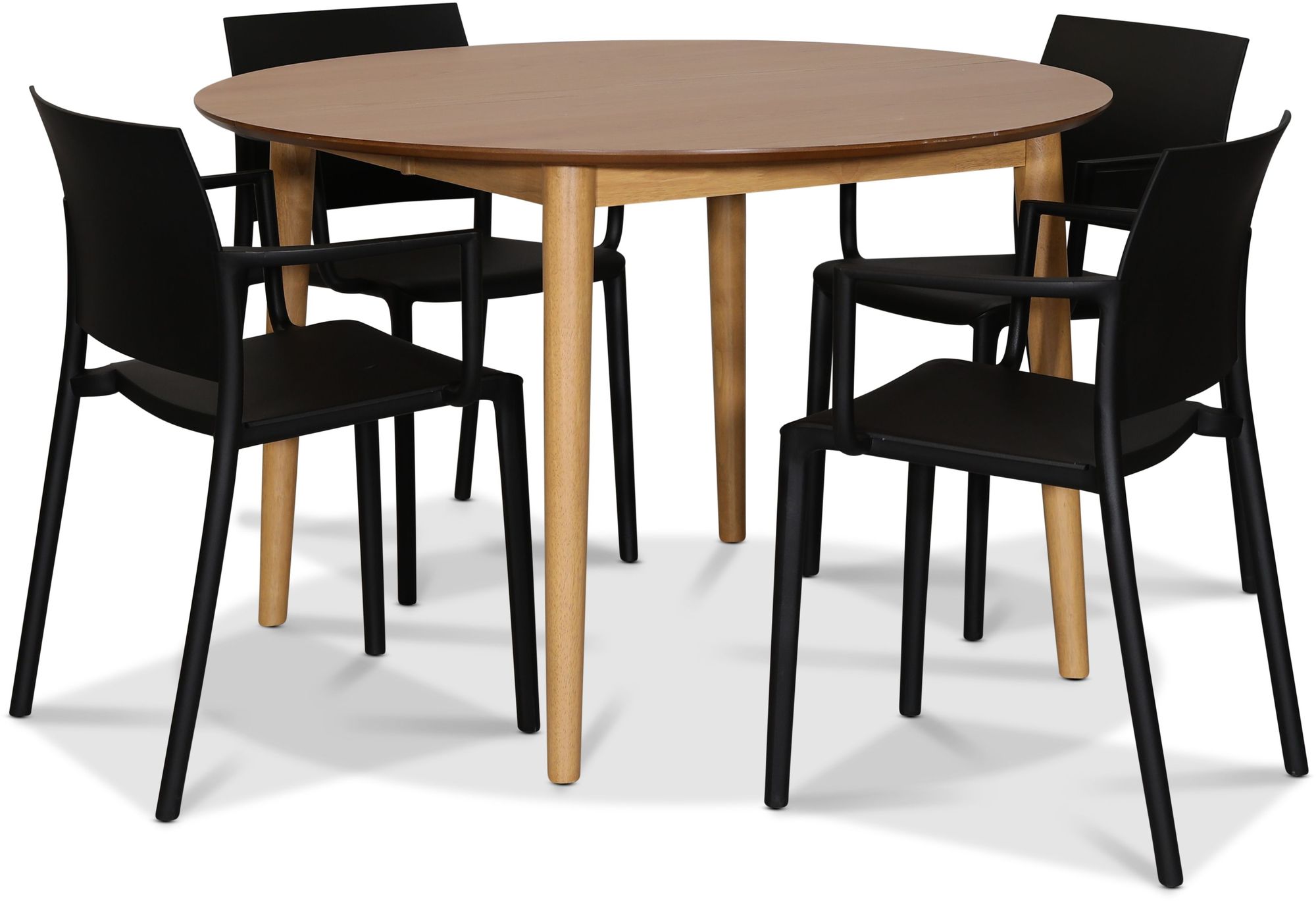 Oskar spisegruppe 120-170 x 120 cm inkl. 4 stk. Alafors svarte stoler ...