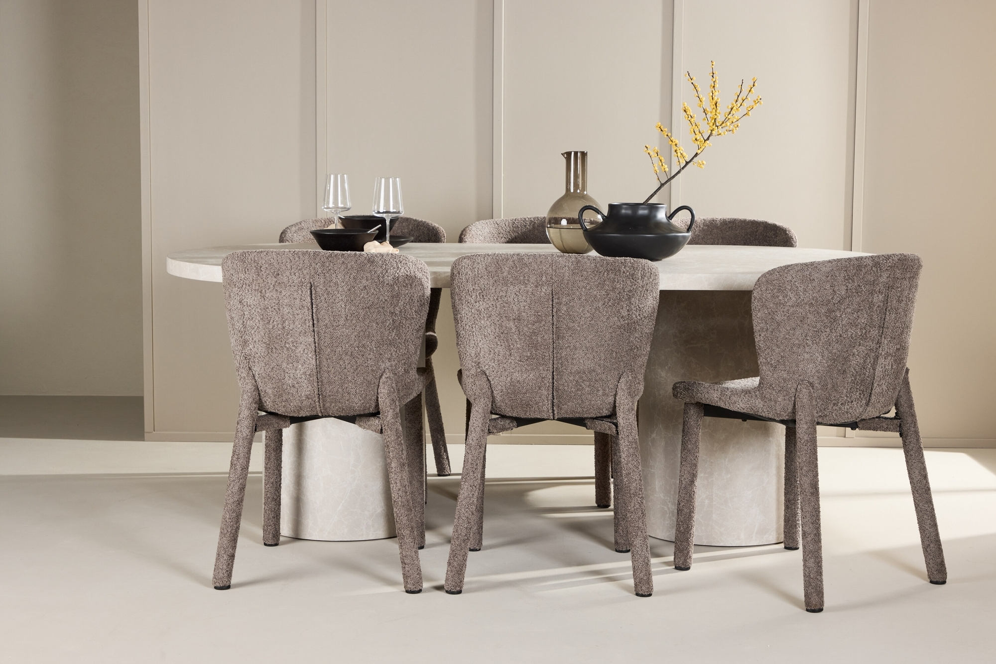 Spisebord Narvik med 6 Astoria stoler - Brun/beige + 6.00 x Stolpute ...