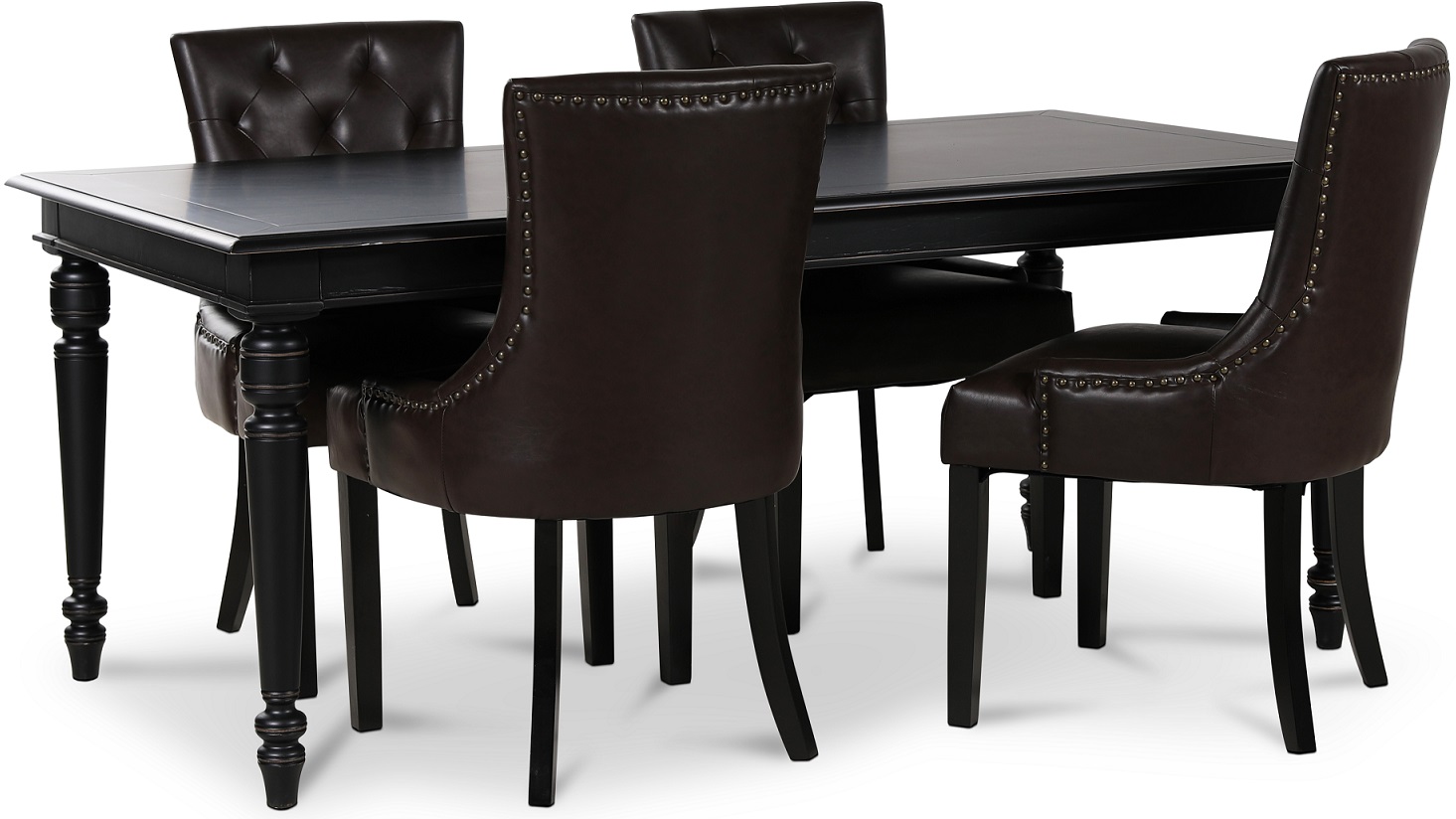 Paris spisegruppe sort bord med 4 Tuva Eastport stoler i brun PU - 9295 ...
