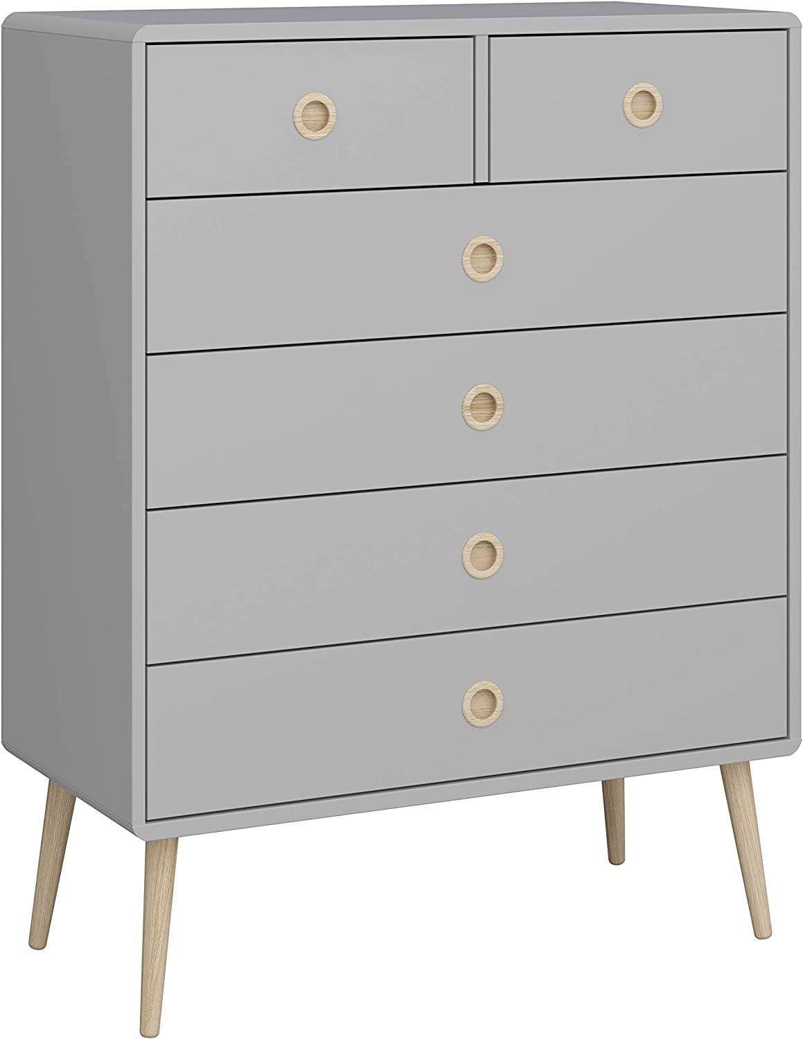 Softline kommode med 6 skuffer - Grå + Møbelpleiesett for tekstiler ...