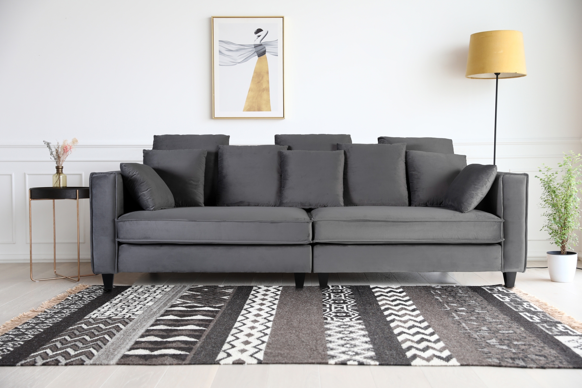 Brandy Lounge - 3,5-seters sofa XL (sølvgrå fløyel) - 9795 ...