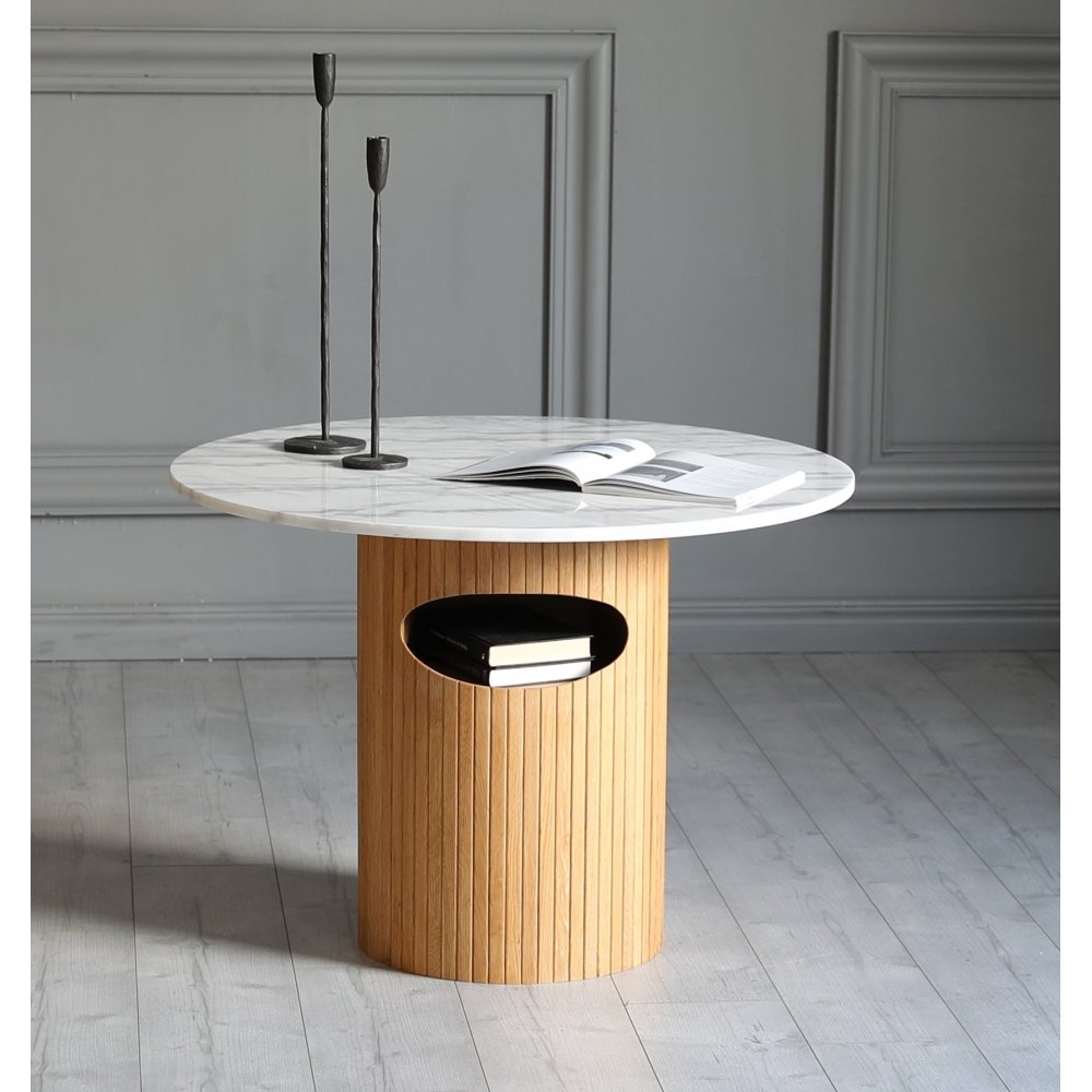 Arto rundt salongbord høyde 60 cm - Eik / hvit marmor - 5695 ...