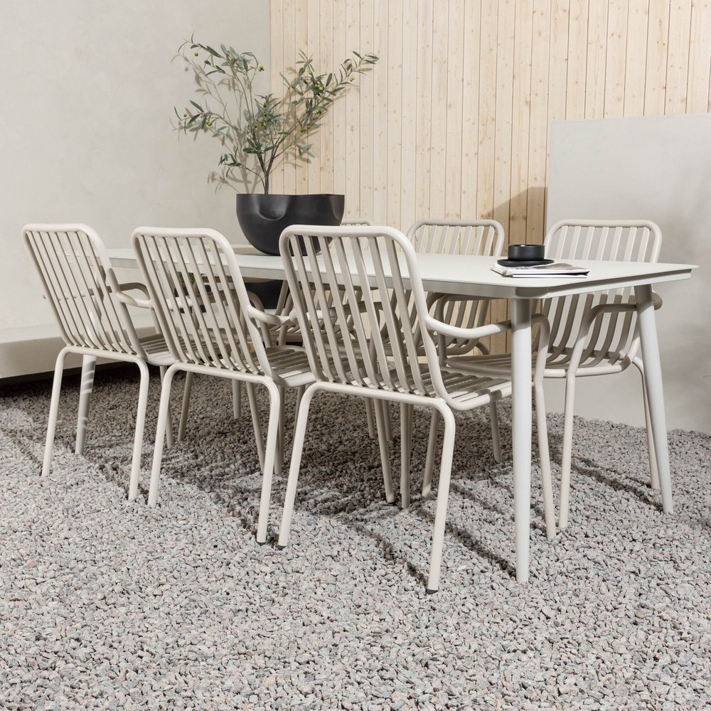 Lina uteservering sett med 6 Peking stoler - Beige - 20995 ...